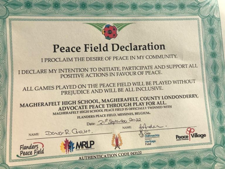 signed certificate – Football & Peace